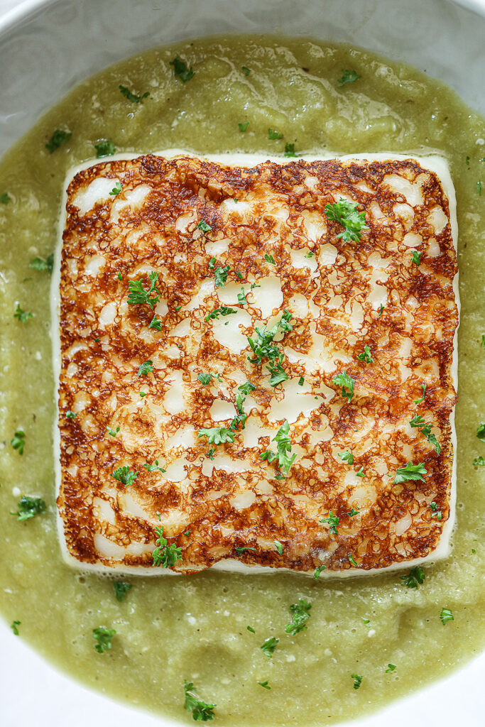 NEW RECIPE: Pan Fried Cheese with Lime Salsa Verde - Anna Vocino